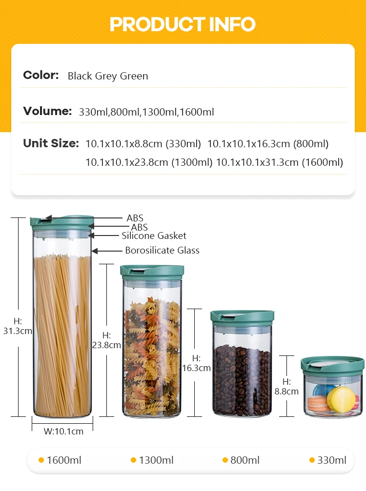 Flip Tight Glass Food Storage Containers #99082000 - SINOGLASS